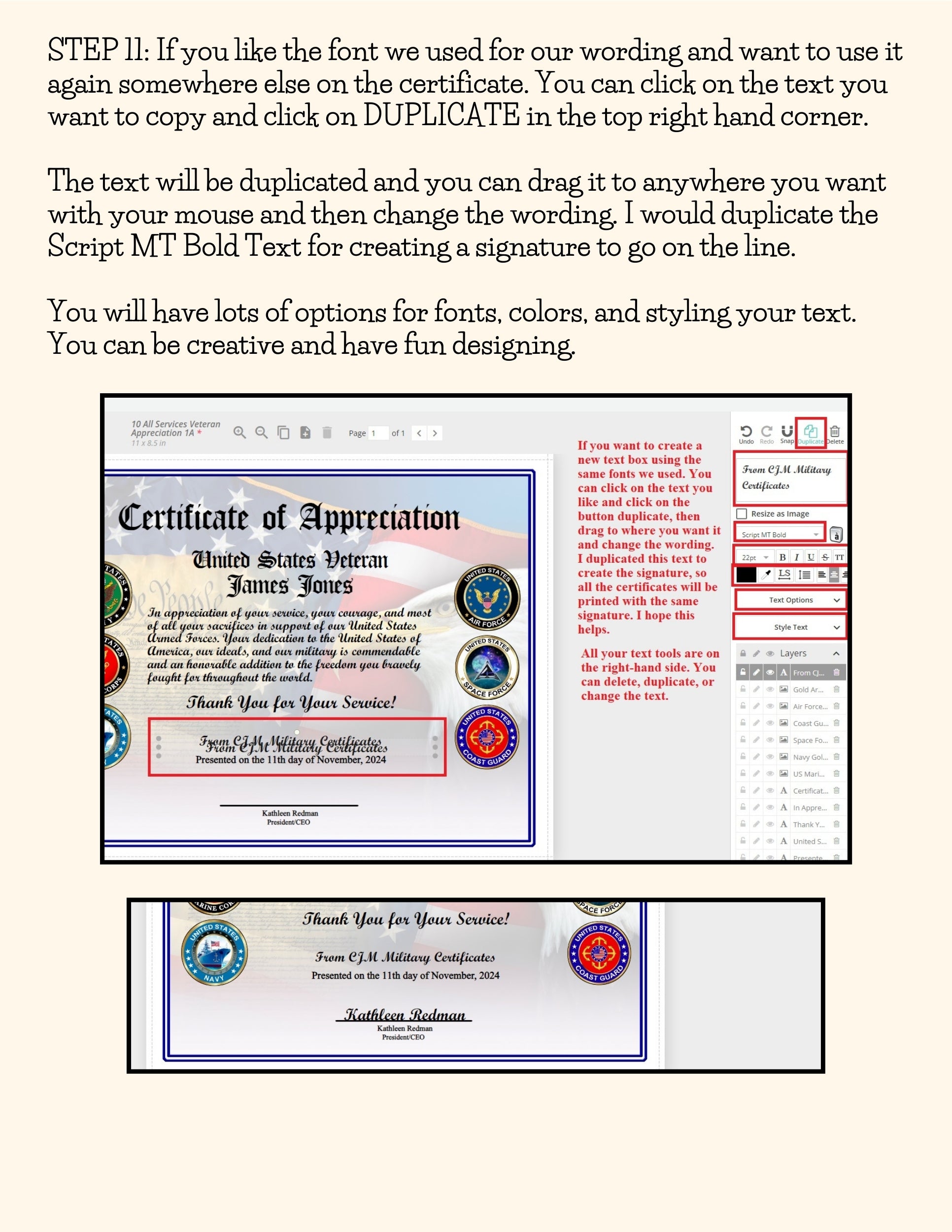 Duplicating your certificate designs to create multiple certificates ...